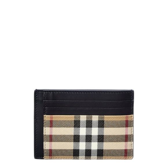 Burberry | Bags | Burberry Vintage Check Ecanvas Leather Card Holder ...